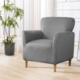 Shanna Housses de Fauteuil Luxe pour Banquet: Nouveau Velours 1 Pi&egrave;ce de Housses de Chaise Extensibles Antid&eacute;rapantes Unicolores pour Bureau, R&eacute;ception, Cana