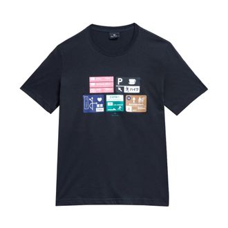 Paul Smith Road Signs T-Shirt - - Tops - Herren - Schwarzk - 2XL