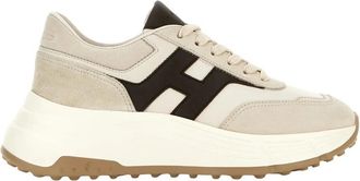 Hogan Low-Top Sneaker - Beige And Brown Lace-Up Shoes With Sole - Gr. 38,5 (EU) - in Beige - f&uuml;r Damen