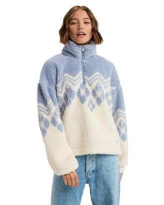 Roxy Mountain Story - Half Zip Regular Fleece for Women - Fleece mit Rei&szlig;verschlusskragen - Frauen - Weiss