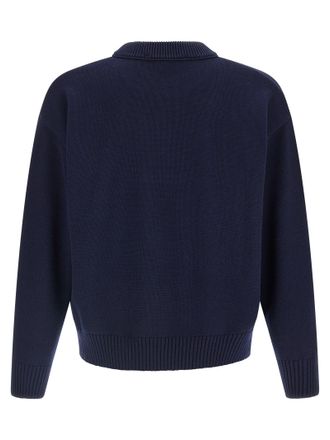 Ami Mens Blue Wool Cardigan Clothing