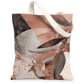 Generic Sacs fourre-tout en toile &agrave; motif de feuilles, sacs d&eacute;picerie r&eacute;utilisables, &eacute;l&eacute;gants, modernes, l&eacute;gers et lavables, marron, 13x15 Inch