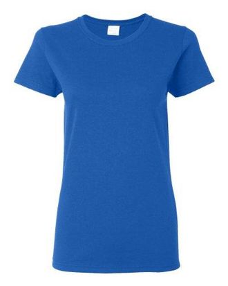 Gildan Lot de 5 T-shirts unis en coton résistant pour femme et fille, disponibles en plusieurs tailles et couleurs - Bleu - Medium