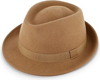 Fiebig Miller Trilby Chapeau en Feutre avec Ruban | Fedora fabriqu&eacute; en Italie (60-XL, Beige)