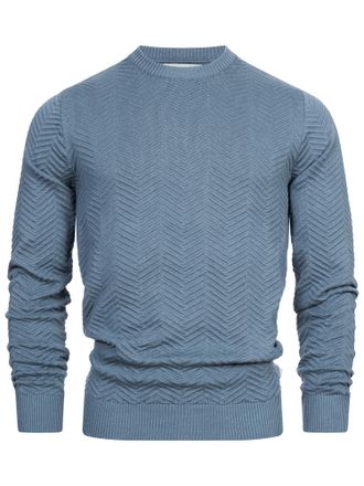 Kronstadt Herren KSCarlo Feinstrickpullover mit Rundhals | Strickpullover aus Baumwolle Sea Blue, XXL