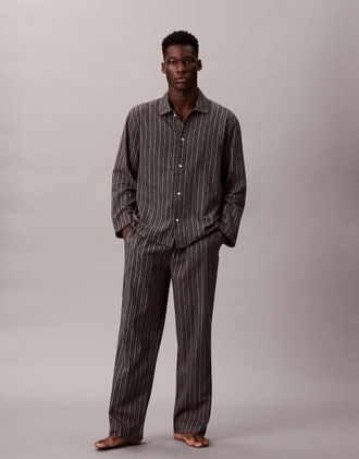 Calvin Klein Dunkle Pyjamahose aus Baumwolle mit Streifen-Bunt