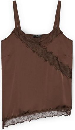 Fiorella Rubino Femme, Tops, Brun, Taille: 52 FR Top en satin avec d&eacute;tails en dentelle