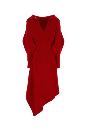 Givenchy Neck Sweater Dress - Red