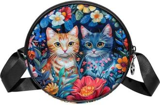 Generic Petit sac &agrave; bandouli&egrave;re rond pour femme, petit sac &agrave; bandouli&egrave;re avec fermeture &eacute;clair et bretelles r&eacute;glables style d&eacute;contract&eacute; pour femmes et filles