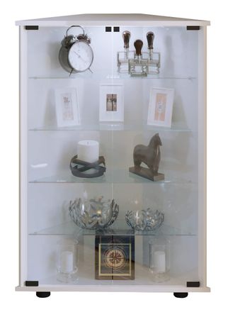 VCM Glasvitrine stehend/Vitrine Glas mit ESG-Sicherheitsglas/Ma&szlig;e ca. H. 88 x B. 67 x T. 23 cm/Standvitrine Glas/Modern und platzsparend/Glas Vitrinenschr
