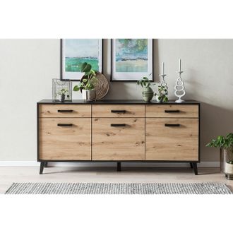 Norrwood home24 Sideboard I 186 x 85 x 39cm Schwarz/Beige