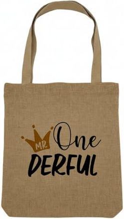 Fabulous Sac Shopping Tote Bag Aspect Lin - Mr One Derful Merveilleux Wonderful Papa P&egrave;re - Sac de Courses Toile Epaisse 360g Beige Naturel Cabas Port&eacute; Epaule 