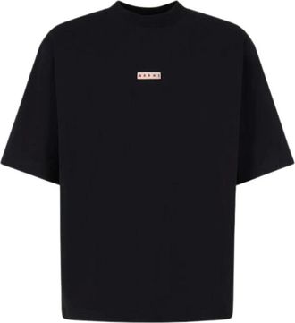 Marni T-shirt &agrave; &eacute;cusson logo &eacute;paules tombantes - Femme - Tops - Noir - Taille: 48 FR