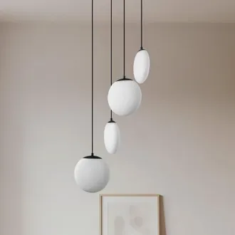 Lucande [GEBRAUCHT] B-Ware Lucande H&auml;ngeleuchte Pendelleuchte Lunelle Schwarz Glas 4flg &oslash; 40cm