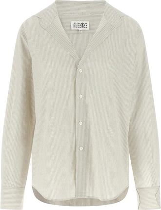 Maison Margiela Femme, Blouses et Chemises, Gris, Taille: 34 FR Chemise Ray&eacute;e en Popeline de Coton