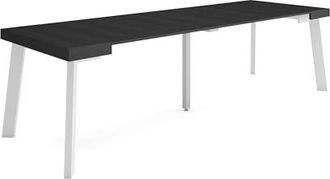 Skraut Home | Ausziehbarertisch | Multifunktionaler ausziehbarer | 260 | Für 12 Gäste | Hölzerne Beine | Moderner Stil | Schwarz