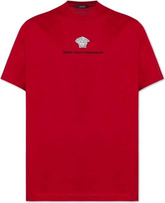 Versace Homme, Tops, Rouge, Taille: M T-Shirt Medusa Milano Brodée Versace