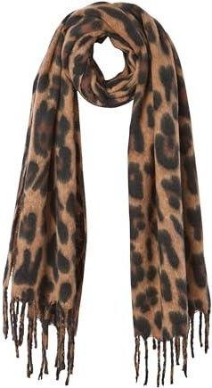 Damart Echarpe &agrave; franges motif animalier Femme Marron Imprim&eacute; Taille Unique