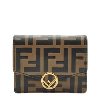 Fendi Portefeuille compact &agrave; cha&icirc;ne Pre-owned Zucca - Femme - Pre-owned - Brun - Taille: ONE Size