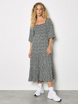 Apricot Midikleid Gemustert