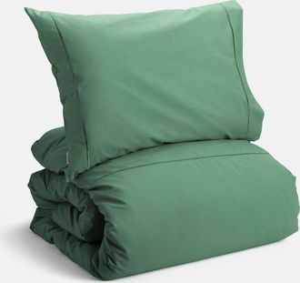 bianca Plain Dyed Percale Jade Bettwäsche 240 x 280 + Kissenbezüge 50 x 80 (2) + Spannbettlaken 160 x 200 cm