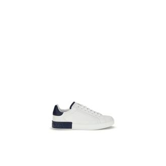 Dolce & Gabbana Logo Streifen Leder Sneakers mit Fersendetail - - Shoes - Herren - Wei&szlig; - 40 EU