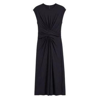 Vince Femme, Robes, Noir, Taille: 40 FR Robe midi portefeuille en jersey