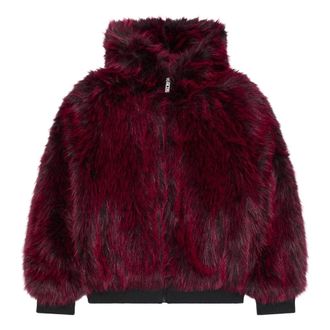 GCDS Kapuzenpullover mit durchgehendem Rei&szlig;verschluss aus Kunstpelz - - Jackets - Damen - Rot - 2XL