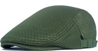 Generic Chapeau dété en maille respirante pour homme - Béret - Casquette de taxi - Visière plate, Vert, Taille unique