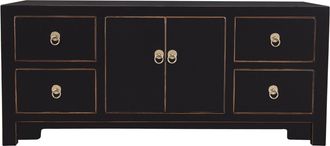 Ori&euml;ntique Chinesisches TV Lowboard Onyx Schwarz - Orientique Kollektion B106xT45xH46cm Chinesischer TV Schrank China Oriental Asiatique Fernsehschrank TV Regal 