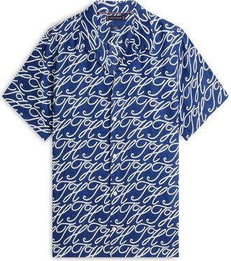 Tommy Hilfiger Leinen-Kurzarmhemd mit Monogramm-Print, Regular in