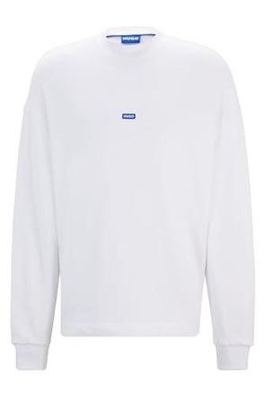 HUGO BOSS Hommes Nedro Sweat en Molleton de Coton avec étiquette logotée Bleue
