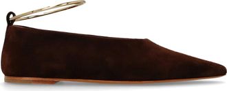 Jil Sander Femme, Chaussures, Brun, Taille: 37 1/2 EU Ballerines en daim avec cercle &agrave; la cheville