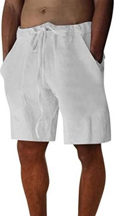 Generic Short ample en coton et lin pour homme 2026 pour homme d&eacute;t&eacute; d&eacute;contract&eacute; solide pantalon court pantalon court pantalon grande poche court mode court re