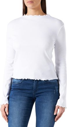 Urban Classics Damen Ladies Rib Turtelneck Longsleeve T-Shirt, White, 5XL