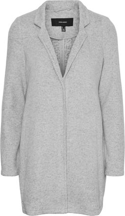 Vero Moda Damen Kurzmantel VMBrushedkatrine Lange Damenjacke mit Stehkragen 10231027 Light Grey Melange XS