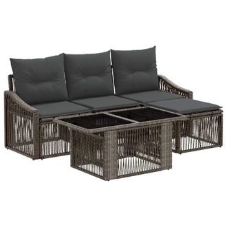 vidaXL Set Divano Da Giardino 5 Pz Grigio E Grigio Scuro Polyrattan Vidaxl
