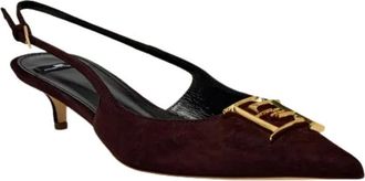 Elisabetta Franchi Femme, Chaussures, Brun, Taille: 38 EU Suede Slingback