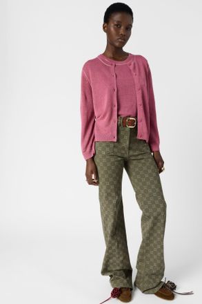 Gerard Darel Gilet en lin m&eacute;lang&eacute; - LORYS - Bois de rose