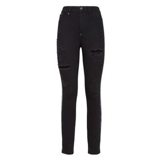 Philipp Plein Miss High Waist Jegging Stripes - - Jeans - Damen - Schwarzk - W25