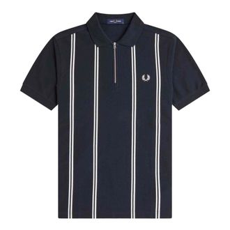 Fred Perry Vertikal gestreiftes Poloshirt - - Tops - Herren - Blau - S