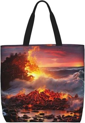 Generic Volcan Kilauea Sac Courses D&eacute;contract&eacute; Sacs De Courses R&eacute;utilisable Sac Fourre Tout Pour Travail Voyage Plage