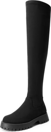Dream Pairs Damen Klassische rutschfeste Overknee-Stiefel mit seitlichem Reißverschluss,Size 38,Schwarz-Wildleder,SDOB2408W