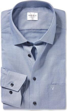Marvelis Herren Oberhemd Langarm Dern-Fit,Einfarbig,13 New Kent,Marine 18,39