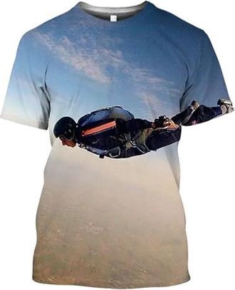 Keephen T-Shirt Graphique Aventure A&eacute;rienne pour Hommes/Femmes Impression 3D Montgolfi&egrave;re Parapente Parachute Manches Courtes Hauts d&eacute;contract&eacute;s