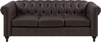 Beliani Edles, modernes 3-Sitzer-Sofa aus Kunstleder in Dunkelbraun Chesterfield