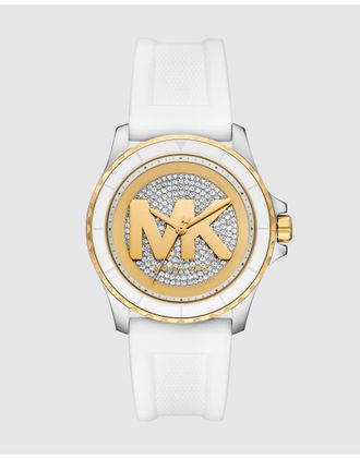 Michael Kors Everest montre &agrave; trois aiguilles en silicone blanc bicolore-Multi