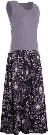 vishes Maxikleid Damen Wadenlang Baumwolle Casual Bedruckt Verstellbares Kleid Alternative Mode, Boho, Hippie, Ethno, Festival
