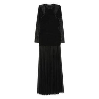 Federico Cina Femme, Robes, Noir, Taille: 38 FR Sheer Layered Dress