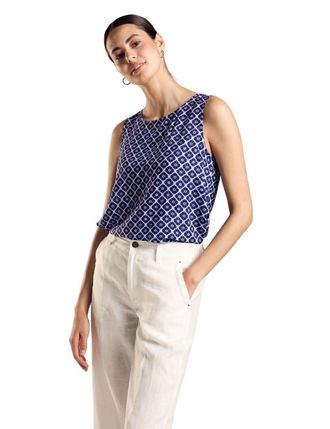 Street One Damen A344864 Gestreifte Bluse, deep Blue, 36